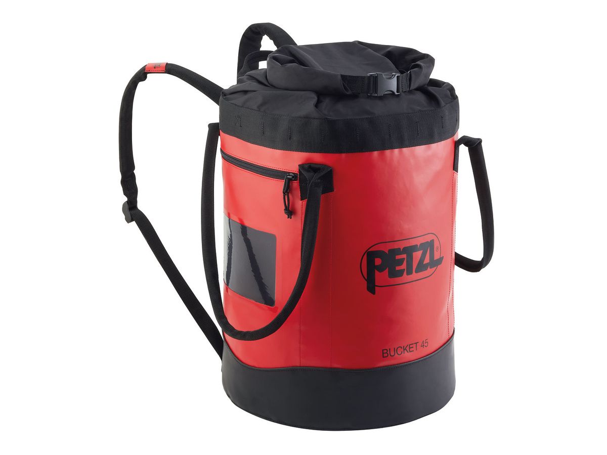 PETZL Transportsack BUCKET, 45 L, rot/schwarz Standfester Transportsack ...